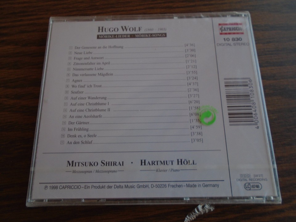 Wolf, Hugo | CD | Mörike-Lieder (Capriccio) Mitsuko Shirai, Hartmut ...