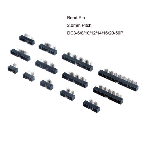 1-10Pcs Bend Pin 2.0mm Pitch 6 ~ 50Pin Socket IDC Connector DC3 IDC Box ...