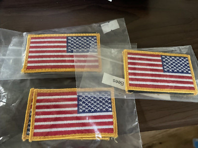 AMERICAN FLAG EMBROIDERED PATCH GOLD BORDER USA LEFT w/ VELCRO® Brand Fastener | eBay