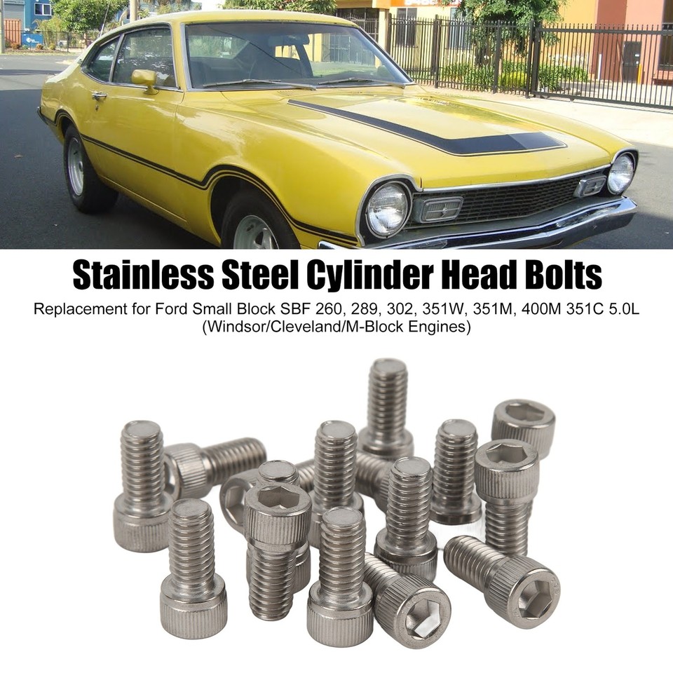 _16PCS Stainless Steel Cylinder Head Bolts Kit For Small Block SBF 260 ...
