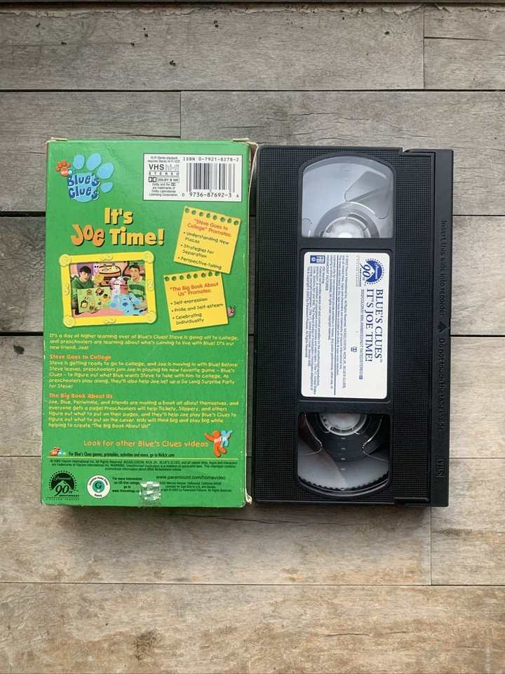 VHS Blue's Clues: It's Joe Time (2002) Steve Goes to College, Big Book ...