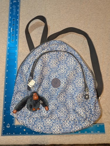 Kipling Yaretzi Small Backpack Blue White Print Nylon Travel Bag Used ...