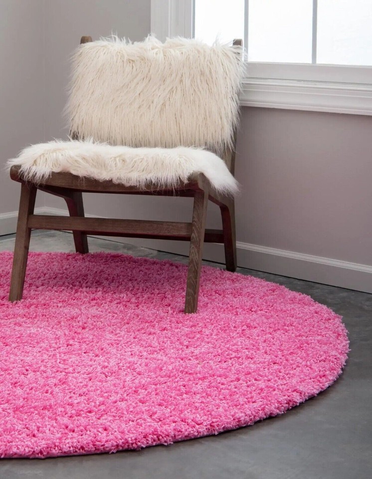 MODERN Circle Round Verona Shaggy Rugs Thick Pile Floor Round Mats Area ...