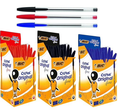 BIC Cristal Medium BallPoint Pens Ball Point Biros Black,Blue,Red | eBay UK