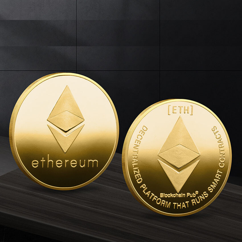 ETH Metal Ethereum Coin Commemorative Coin Crypto Novelty Medal Gold ...