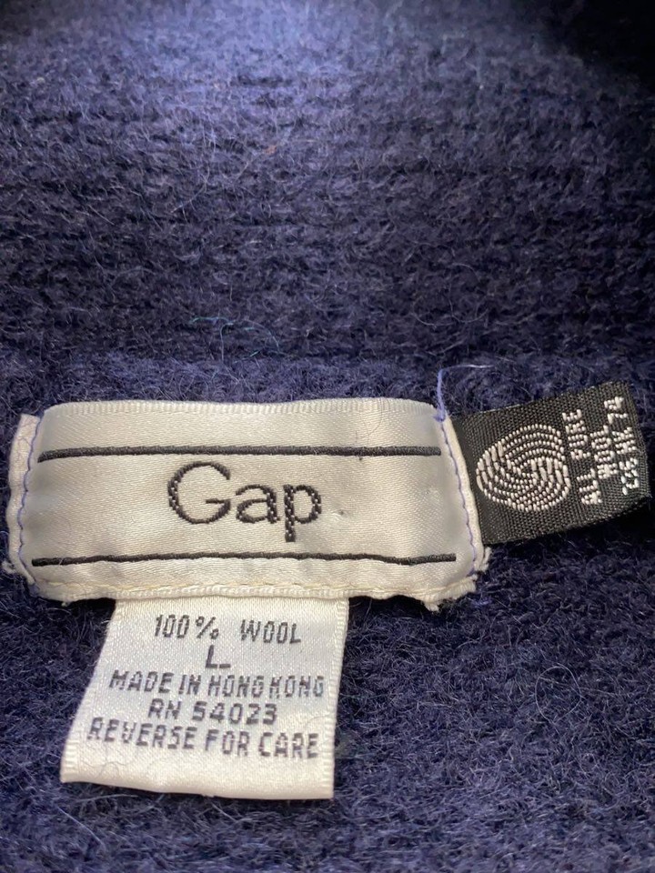 GAP 90s OLD GAP V-neck cotton knit sweater (thick), size L, wool, NVY ...