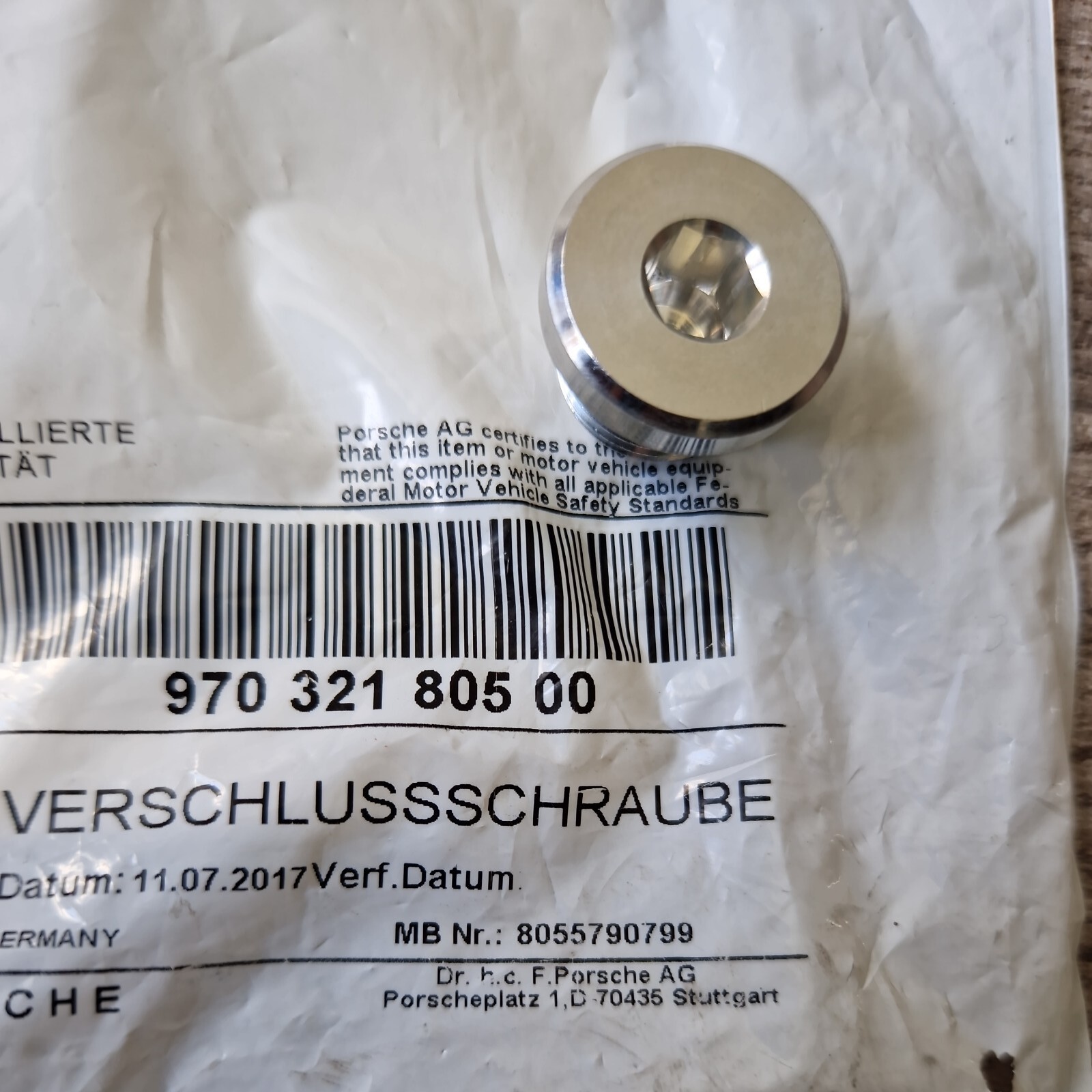 Genuine Porsche Panamera 970 turbo gearbox Screw plug 97032180500 ...