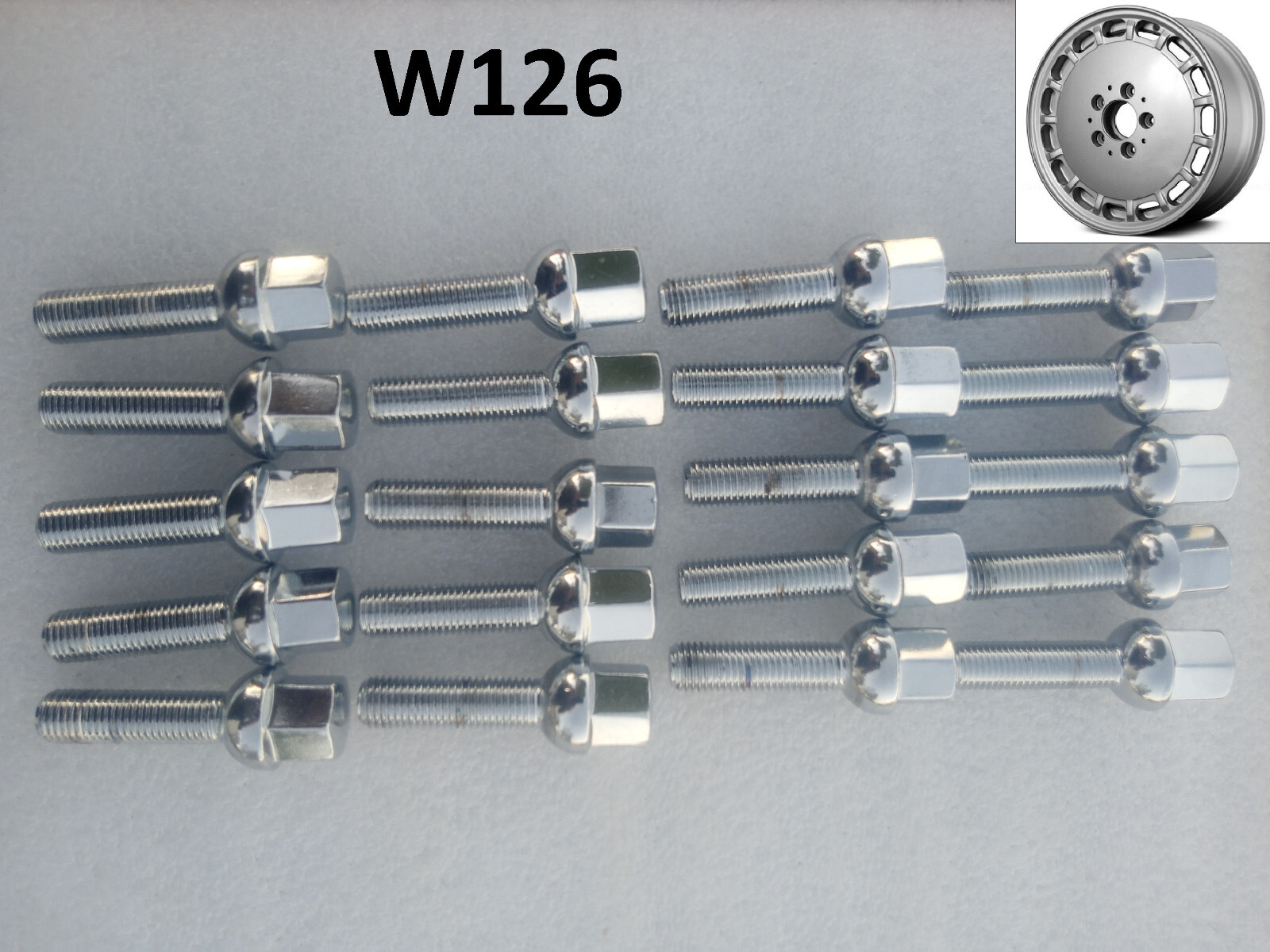 Set 20 Mercedes Chrome Lug bolts lugs for 1986-1991 W126 stock rims ...