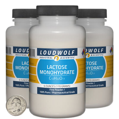 Lactose Monohydrate / 1.1 Lbs / 3 Bottles / 100% Pharmaceutical Grade ...