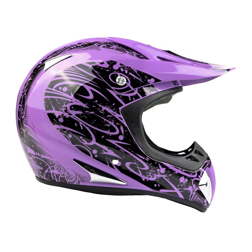 Typhoon Adult Dirt Bike Helmet ATV Off Road ORV Motocross Purple DOT ...