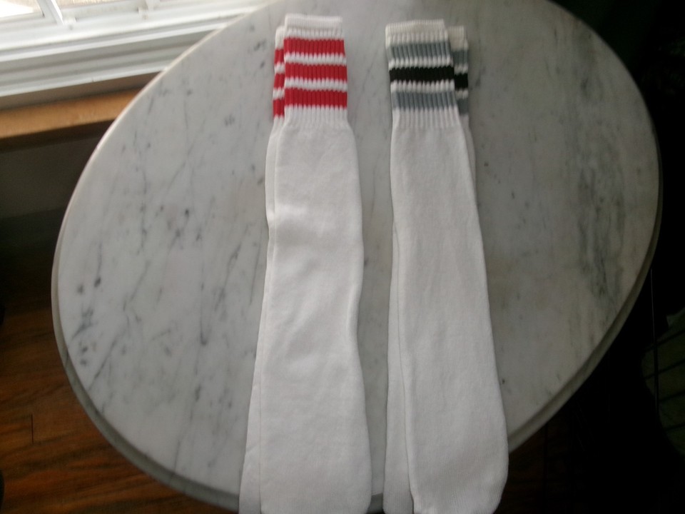 NOS~2 Pairs Vintage Men’s tube socks Over the calf with w/stripes Lg Size | eBay