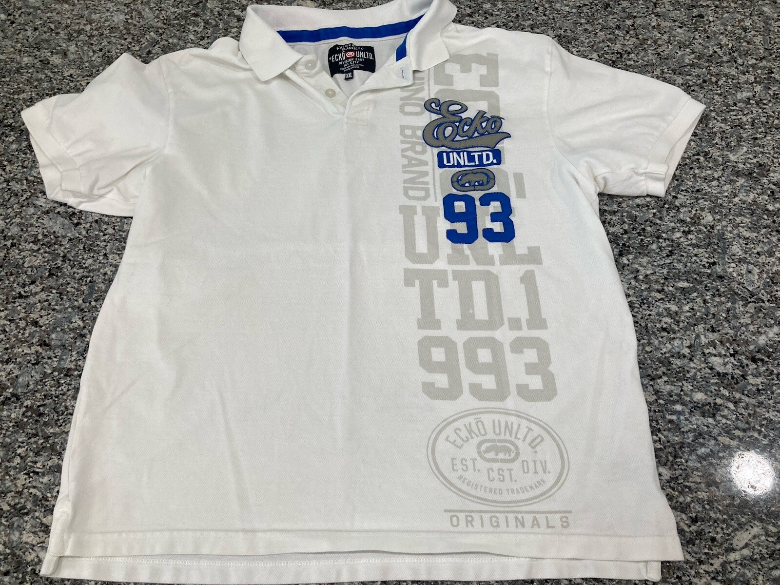 Ecko Unltd polo shirt Shoe 93’ XXL Clean White Blue | eBay