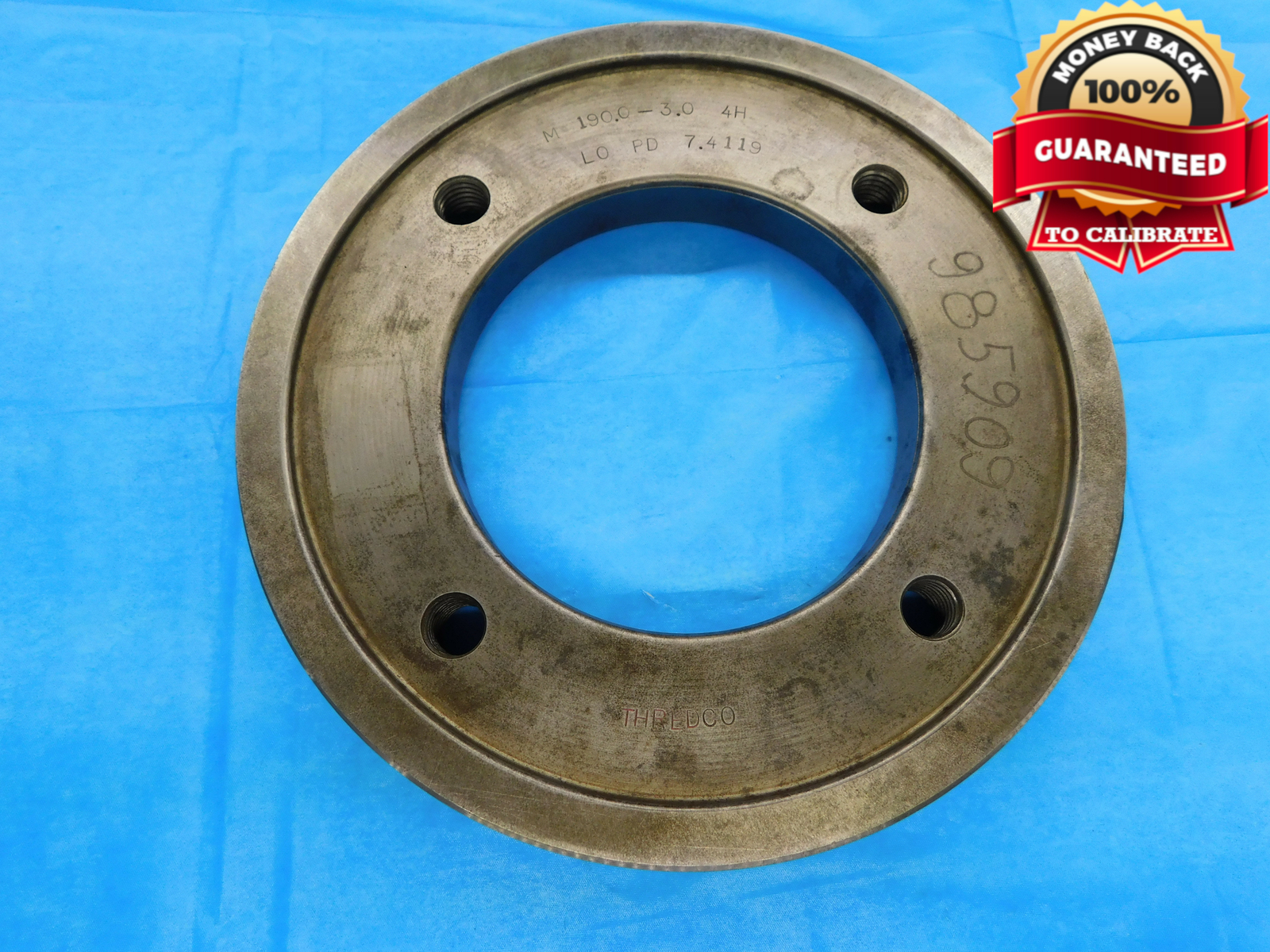 M190 X 3 4H METRIC THREAD PLUG GAGE 190 NO GO ONLY P.D. = 7.4119 CHECK ...