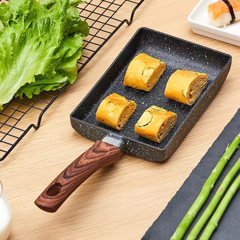 Japanese Square Rectangular Grill Frying Pan Non Tamagoyaki Egg Roll ...