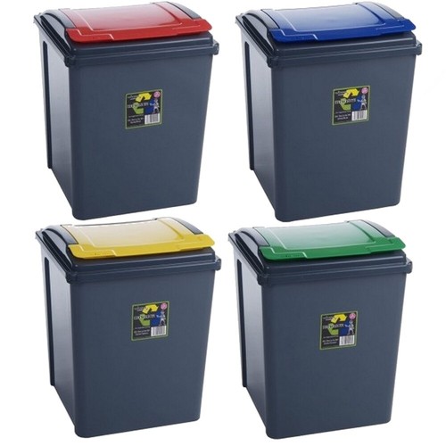 50L PLASTIC RECYCLE RECYCLING BIN KITCHEN DUSTBIN GARDEN WASTE RUBBISH BINS | eBay UK