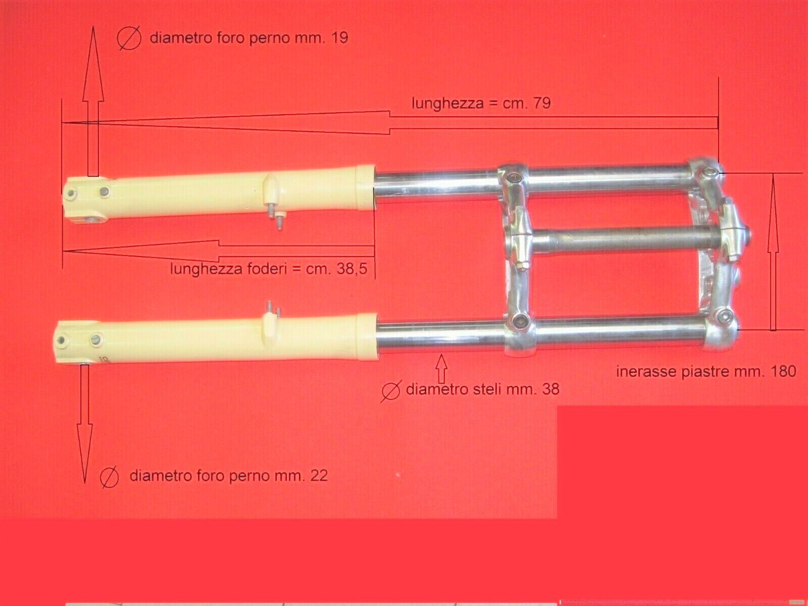 Forcella Ceriani con steli Ø mm. 38 per freno a disco moto racing corsa ...