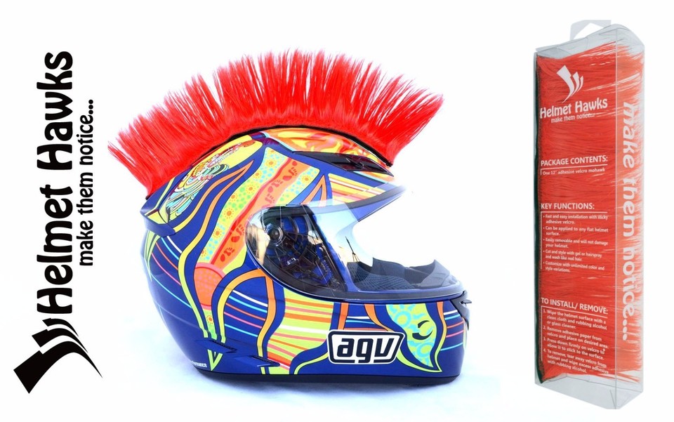 Helmet Hawks ™ Colorful Mohawk for Motorcycle Ski Snowboard Paintball ...
