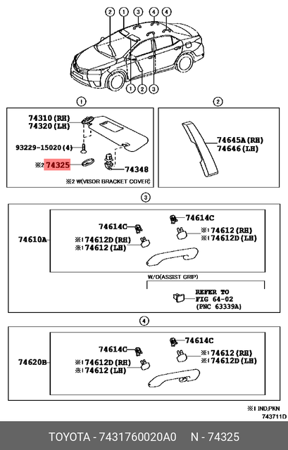 Original cover visor bracket 7431760020A0 for TOYOTA 74317-60020-A0 ...