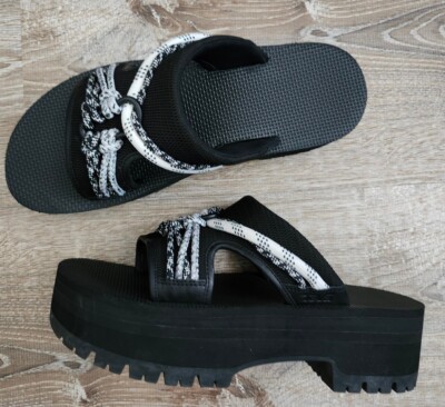 Teva Indio Carabiner Slide Rope Black Platform Sandals Womens Size 10 ...