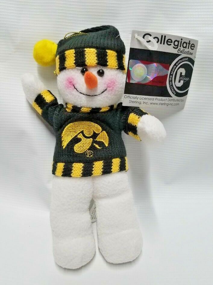 Iowa Hawkeyes Snowman Christmas Ornament Stuffed Animal Toy NCAA Big10 ...