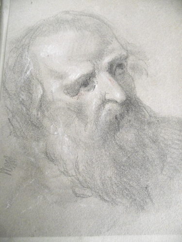 ANTIQUE 1868 Portrait 19th Man Woman Charcoal Figure Study Drawing ...