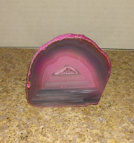 Brazilian Polished Dyed Pink Agate Geode Crystal Slice Slab Decor ...