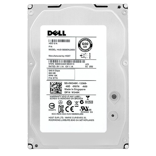 Dell 0W348K 600GB 15K 6G SAS 3.5'' HUS156060VLS600 829686001602 | eBay