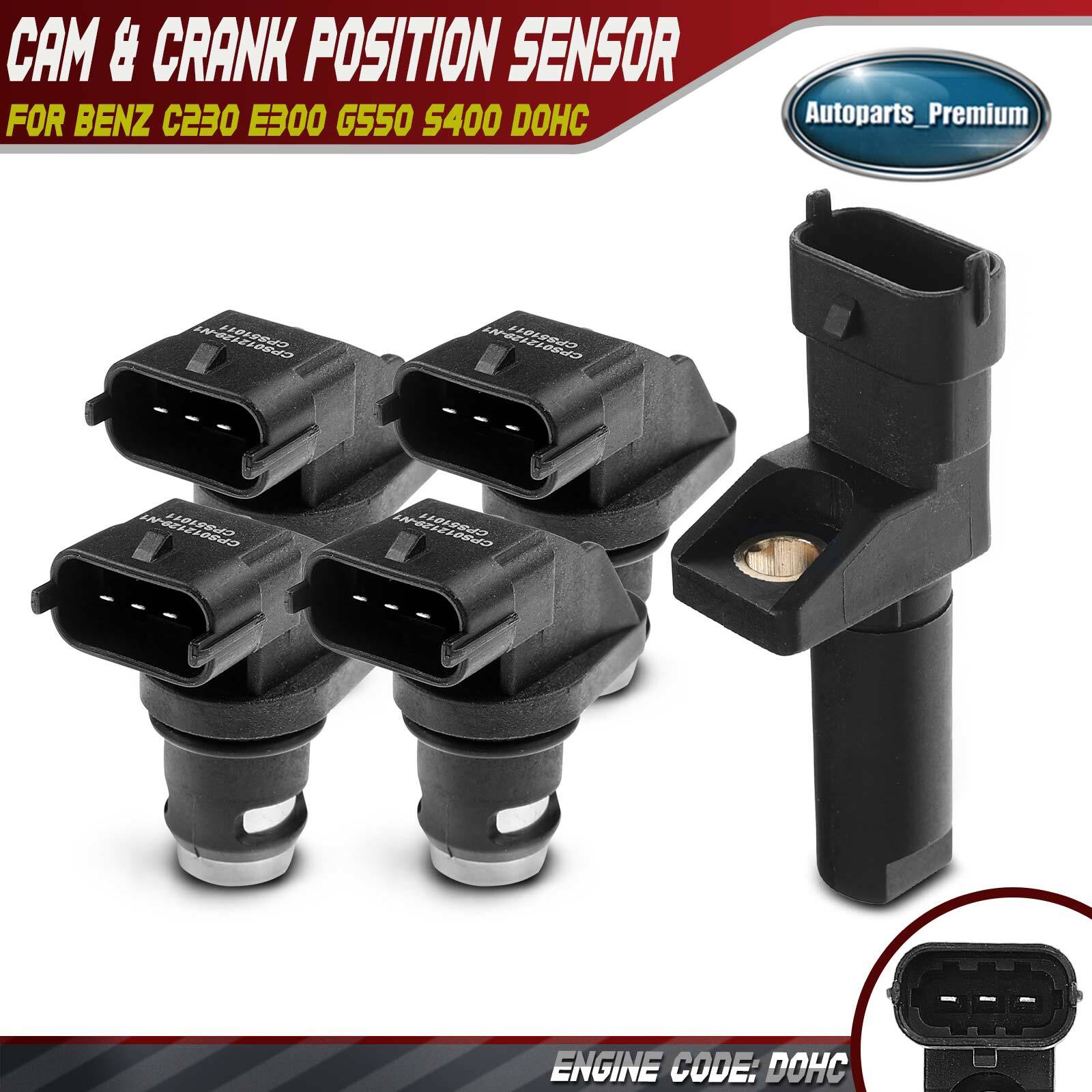 4x Camshaft & 1x Crankshaft Position Sensor for Benz C230 E300 G550 ...