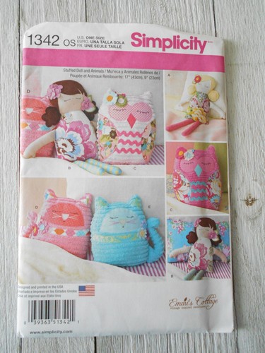 Simplicity 1342 Sewing Pattern Organizers Dolls and Animals *New/Uncut ...