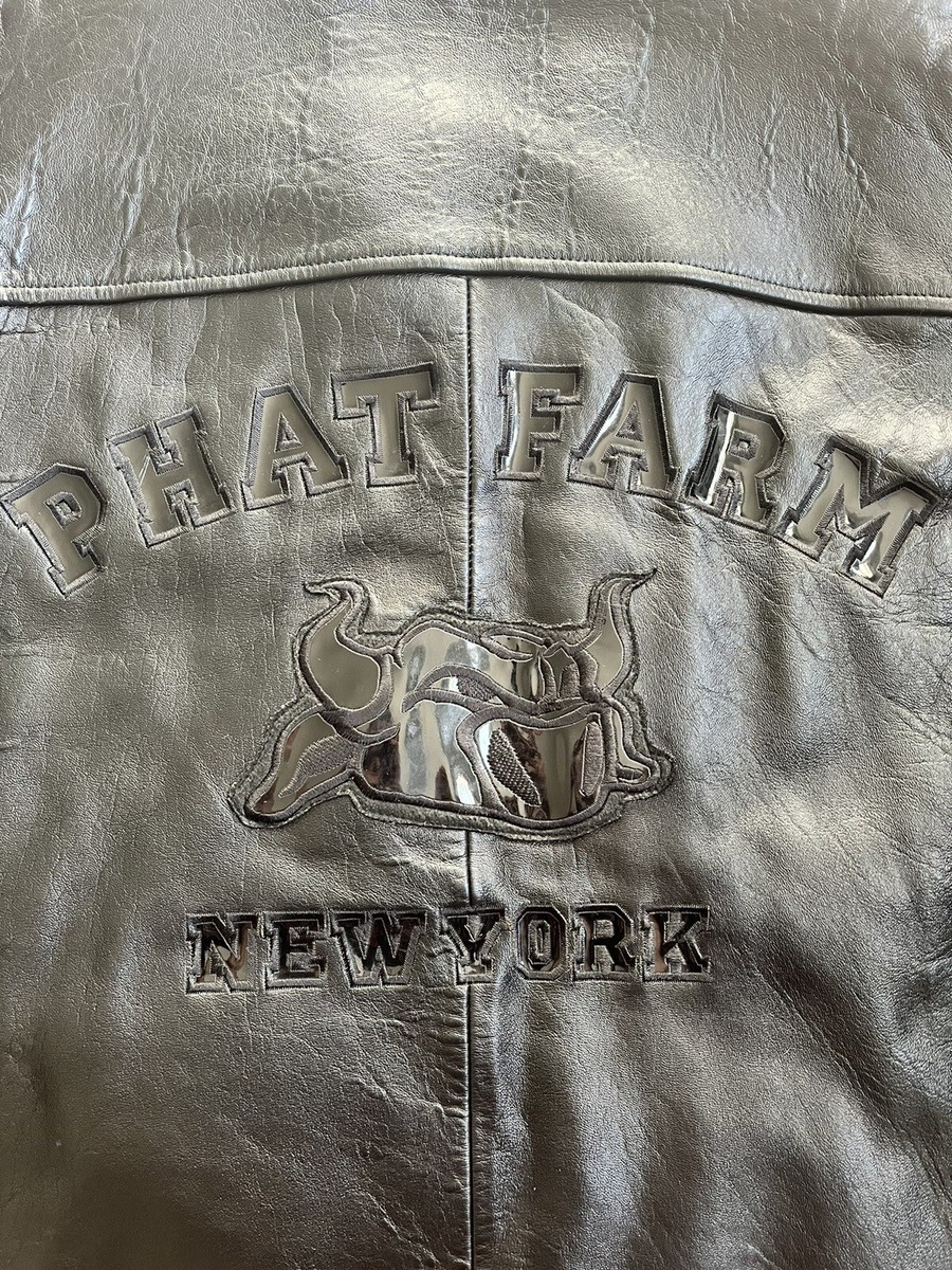 VTG Phat Farm Jacket Mens 5XL BLACK Leather Premium Embossed VTG Phat Farm Jacket Mens 5XL BLACK Leather Premium Embossed