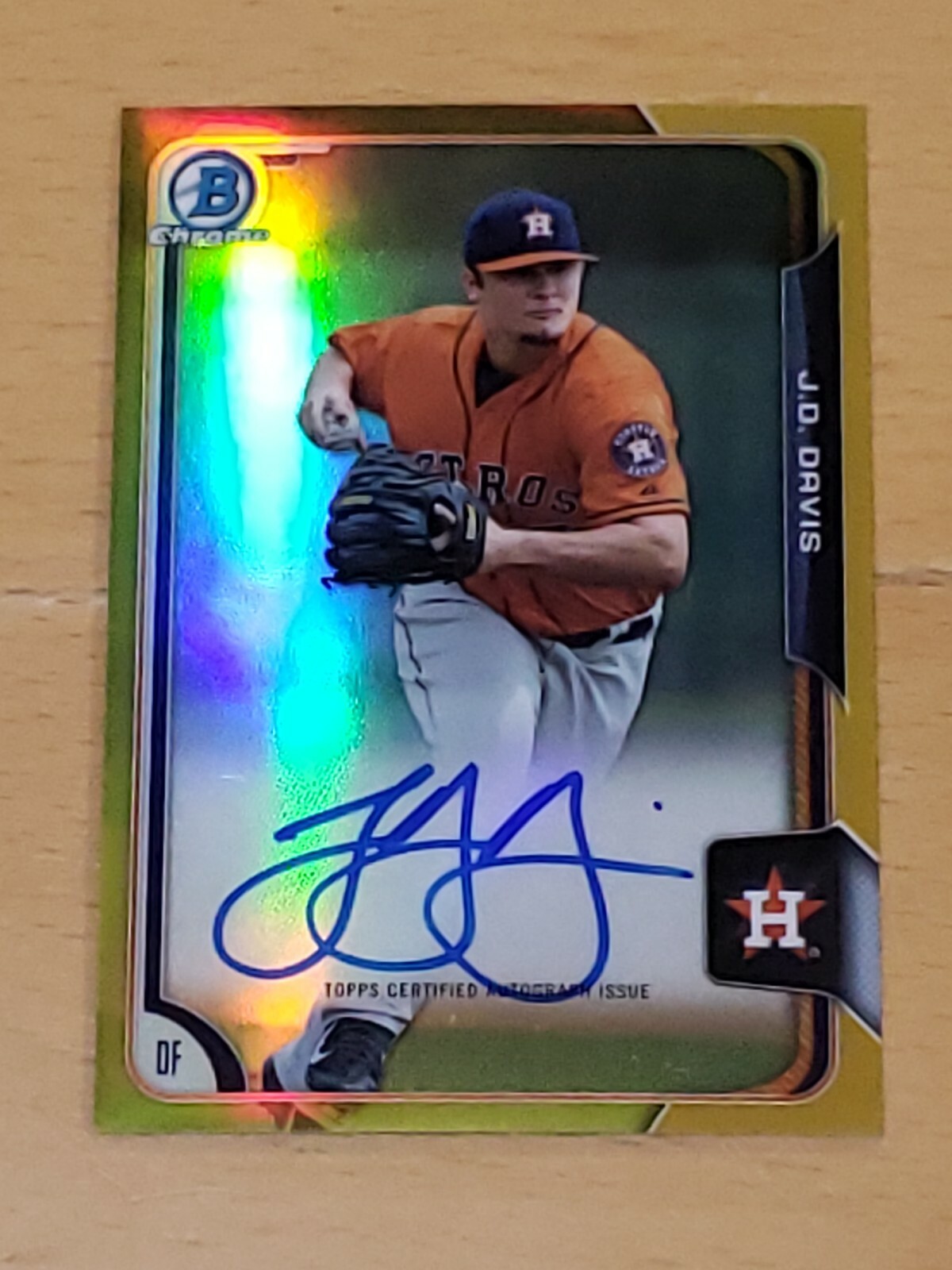 2015 Bowman Chrome Refractor GOLD /50 J.D. JD Davis Auto RC Autograph ...