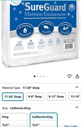 SureGuard California King Mattress Protector - 100% Waterproof ...