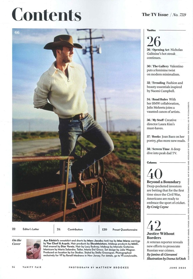 UK Vanity Fair Magazine: Ayo Edebiri, Nicholas Galitzine, Glen Powell ...