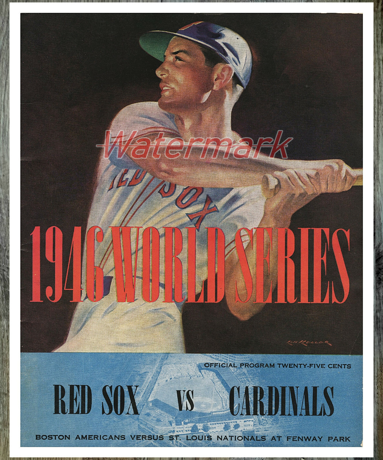 MLB 1946 World Series Game Art Cover Program Sox vs Cards REPRINT 8 X ...