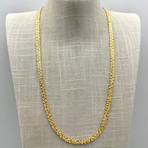 Necklace Womens Classy Preppy Gold Tone Nugget Flat Chain 20" Costume ...