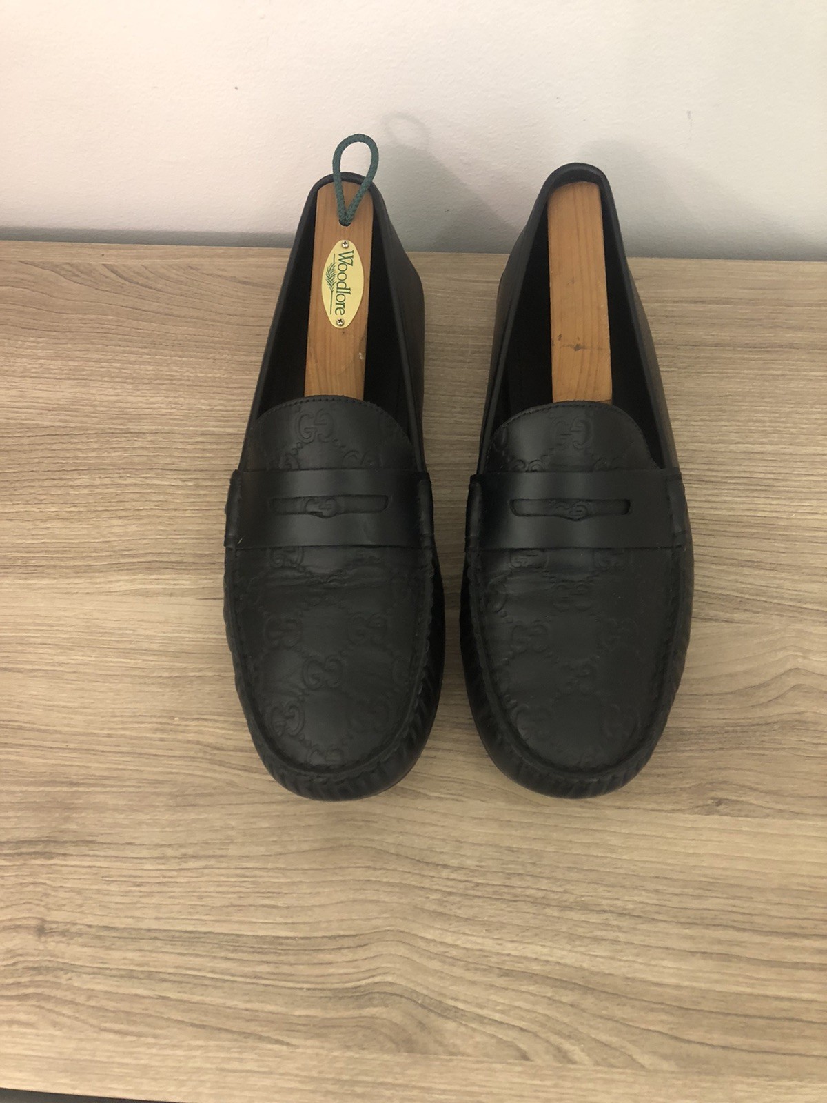 Gucci Signature Nero Black Logo Stamp Penny Loafers … - Gem