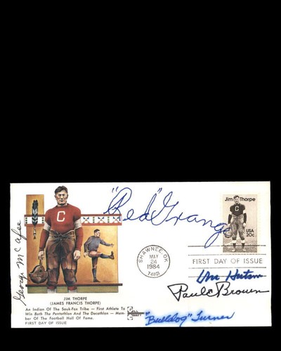 Red Grange Don Hutson Paul Brown Turner Mcafee JSA Coa Signed 1984 FDC ...