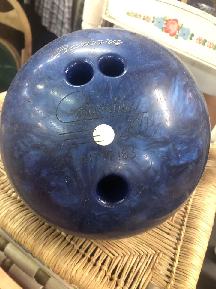 Vge. Collectible Columbia Blue White Dot Bowling Bowl/Vintage 300 ...
