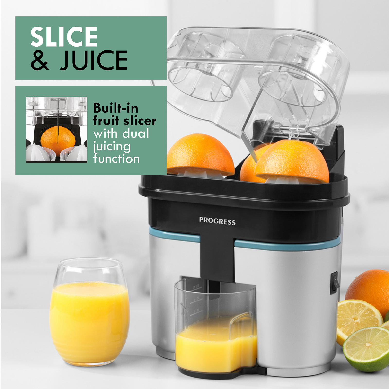 Progress Electric Citrus Juicer Twin Slicer/Juicer 500ml Container Dual Juicing | eBay