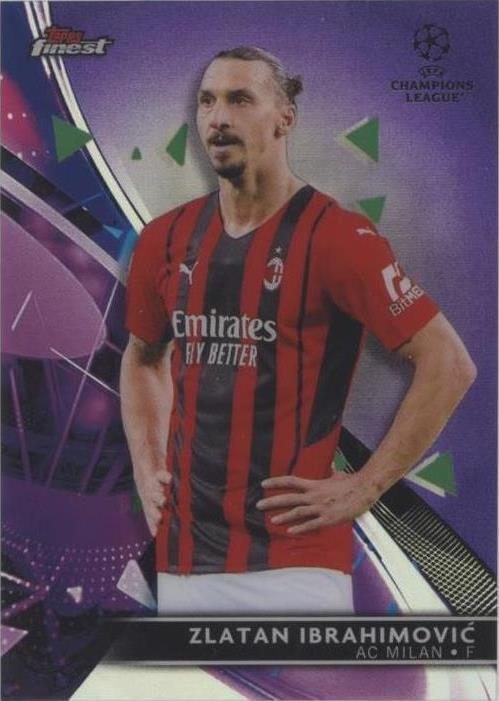 2021-22 Topps Finest UCL - Zlatan Ibrahimovic #37 Purple Refractor /299 ...