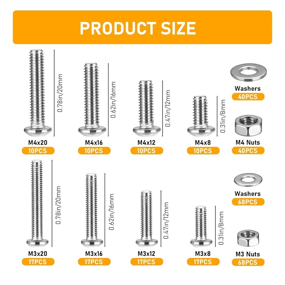 324 Pcs Metric Screw Assortment Kit Metric Screws Bolts and Nuts and ...