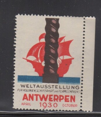 Dutch Advertising Stamp- 1930 Antwerp Colonial Shipping & Flemish Art ...