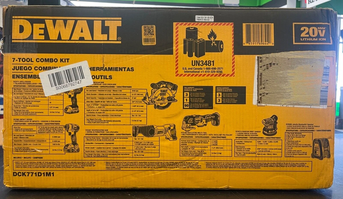 DEWALT 20V MAX* Cordless Drill Combo Kit ， 7-Tool (DCK771D1M1)-