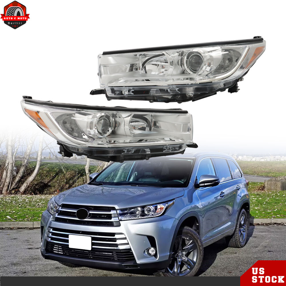 Left&Right For 2017-2018 19 Toyota Highlander LE XLE Halogen Headlights ...