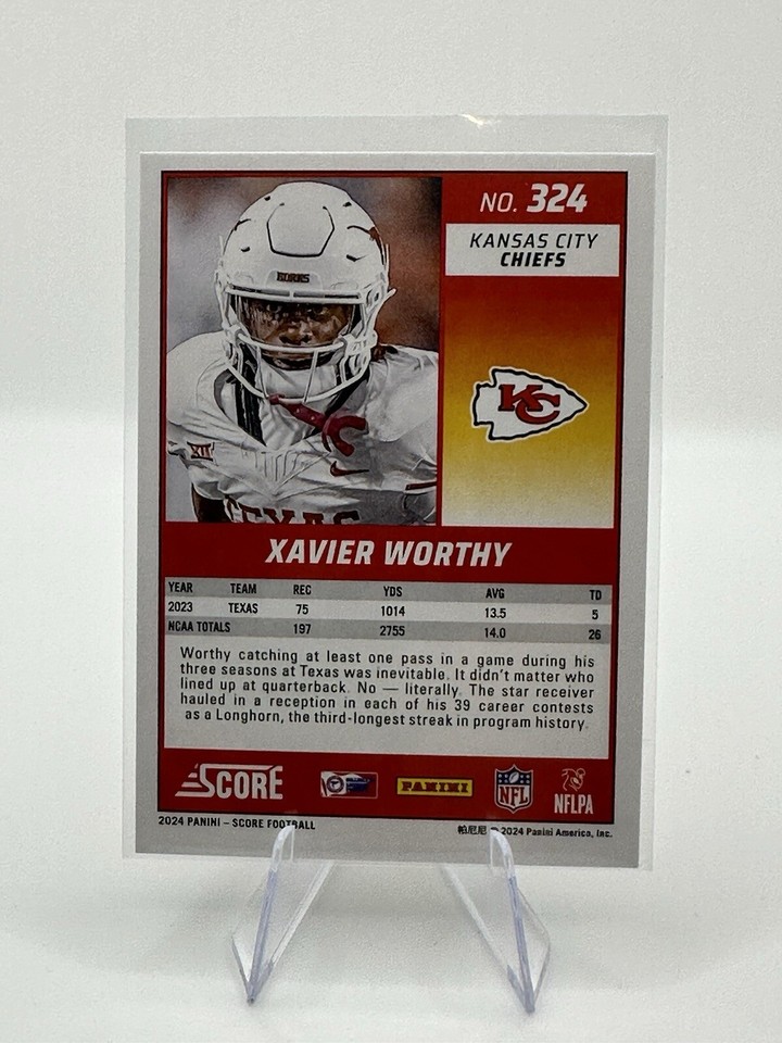 2024 Panini Score Football Xavier Worthy #324 Rookie RC Kansas City ...