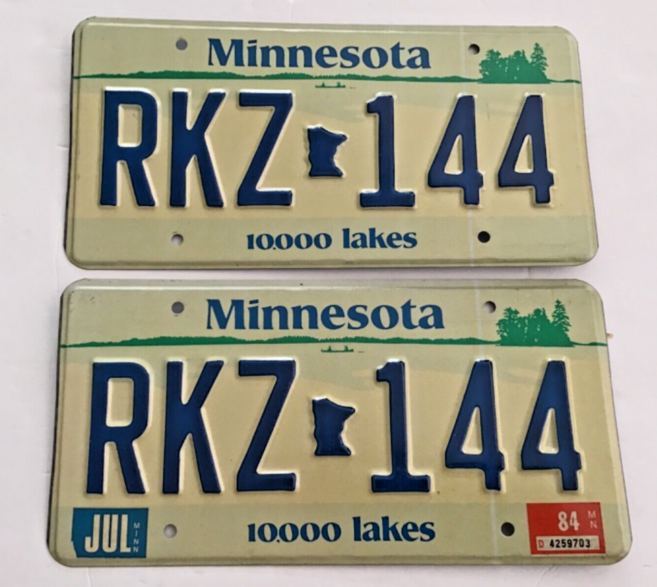 Pair 1984 Minnesota License Plate Tag RKZ 144 | eBay