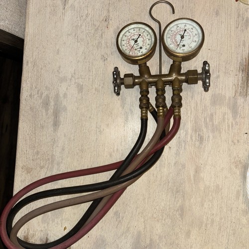 ROBINAIR 11692-B 11693-B HVAC AC Manifold w/ Hoses & Gauge Set w/ Brass ...