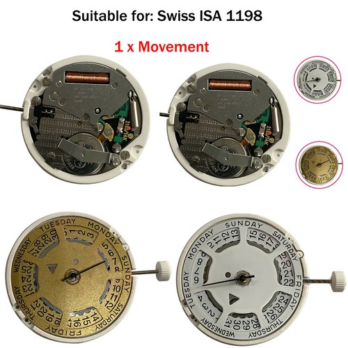 3-Hand Quartz Watch Movement With Battery For Swiss ISA 1198 Watch ...