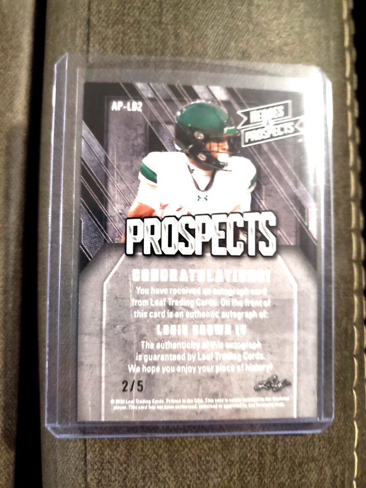 2024 Leaf Heroes & Prospects Auto. Louis Brown IV Card # AP-LB2 Serial ...