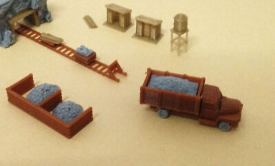 Train and Railway Model Scene N Scale 1:160 Mining Area Scene Set 3D ...